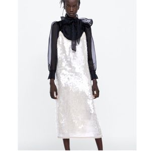 Zara Dresses | Cape Dress With Open Back | Poshmark